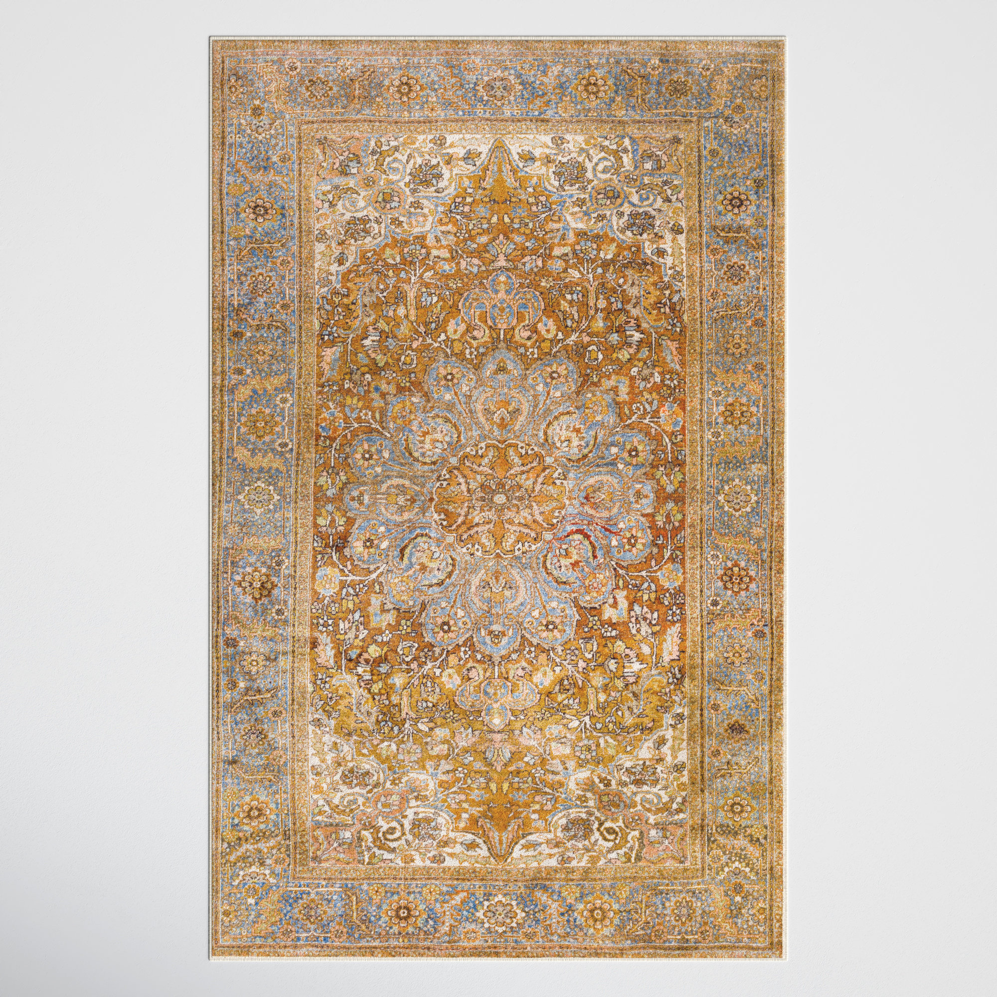 Joss & Main Mags Machine Washable Oriental Mustard/Medium Brown Area ...