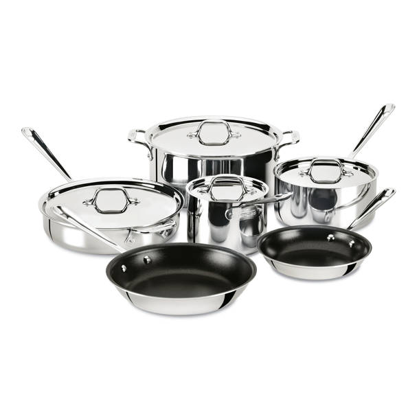 OXO Mira 3-Ply Stainless Steel Cookware Pots And Pans Set, 10-Piece ...
