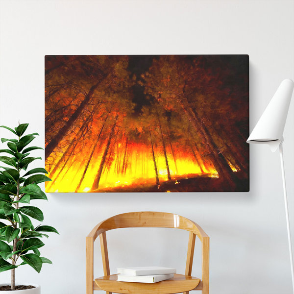 East Urban Home Forest Fire - Wrapped Canvas Painting | Wayfair.co.uk