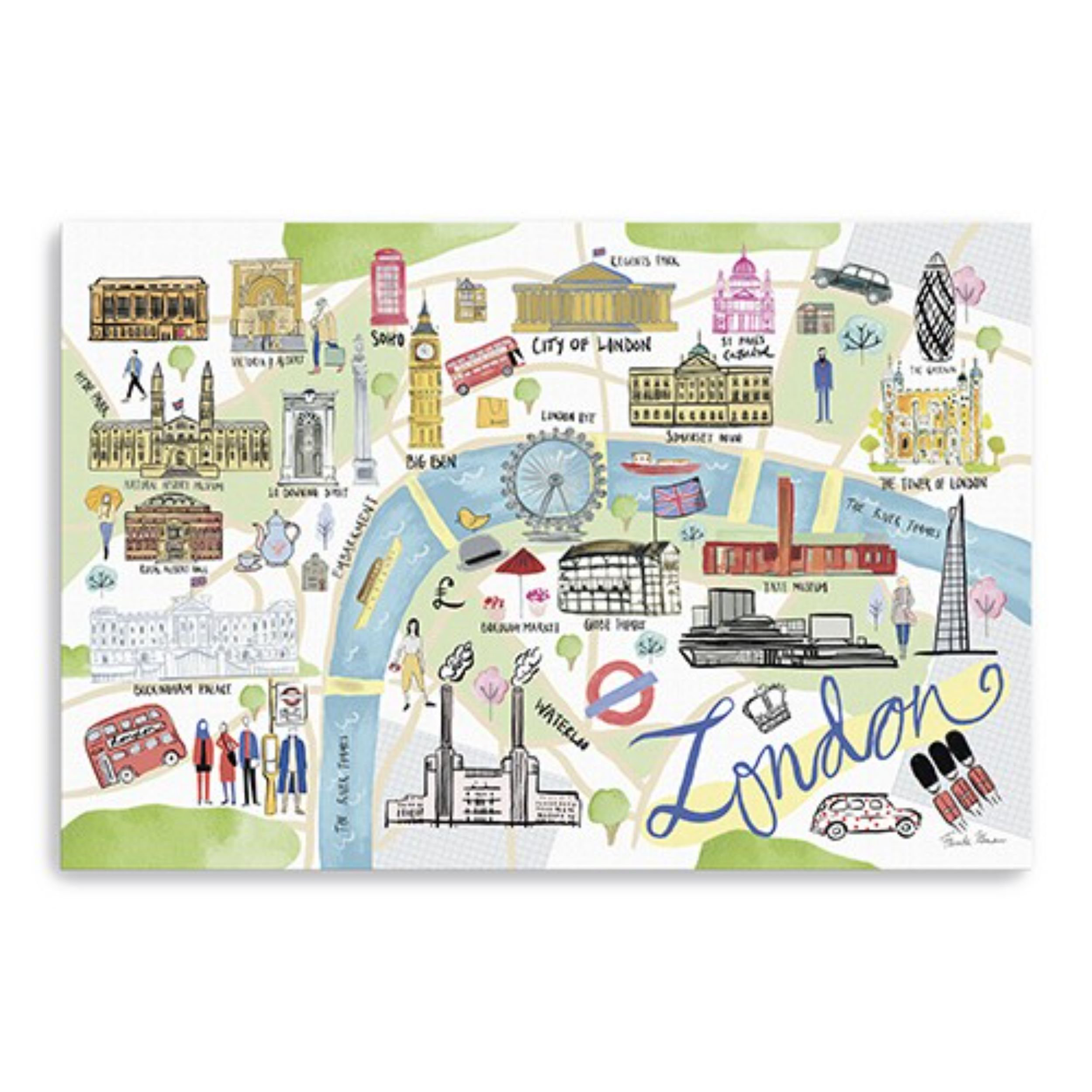 HomeRoots Fun Illustrated London Map On Canvas Painting | Wayfair