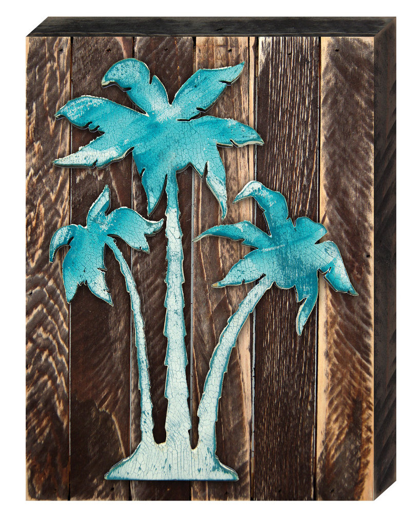 Designocracy Vintage Tropical Island Palm Tree on Reclaimed Wooden ...