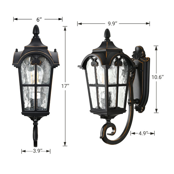 Lark Manor Antjelina Dusk to Dawn Outdoor Wall Light Fixtures, Black ...