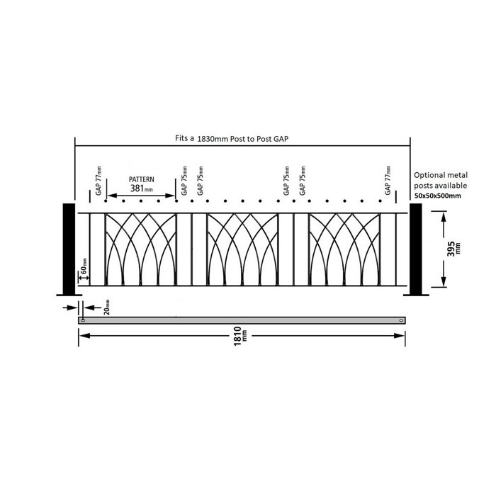 Rosalind Wheeler Guero Modern Metal Railing Panel 183cm GAP x 39cm H ...