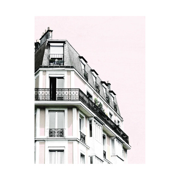 Hokku Designs French Balcony Building - Wrapped Canvas Print | Wayfair