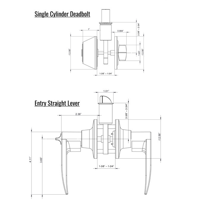 Premier Lock Complete Entry Lever Set with Single Cylinder Deadbolt ...