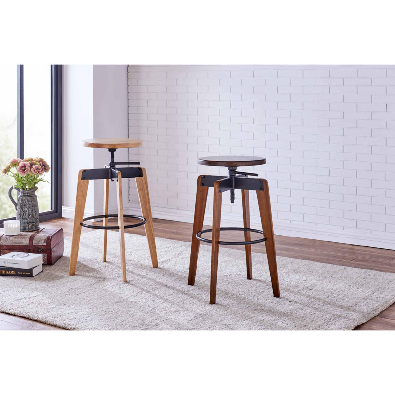 Steelside™ Hull Solid Wood Adjustable Height Stool | Wayfair
