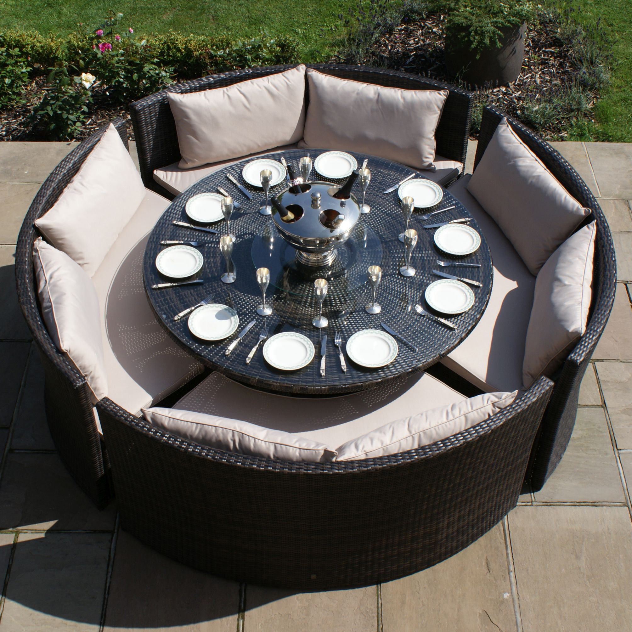 Dakota Fields Macclenny Round Rattan Sofa Dining Set | Wayfair.co.uk
