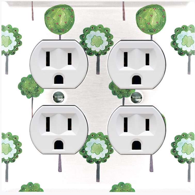 WorldAcc Cute Green Fruit Trees White 2-Gang Duplex Outlet Wall Plate ...
