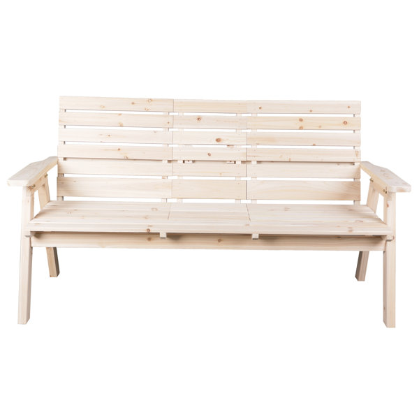 Union Rustic Cedar/Fir Log Wood Patio Garden Bench With Foldable Table ...