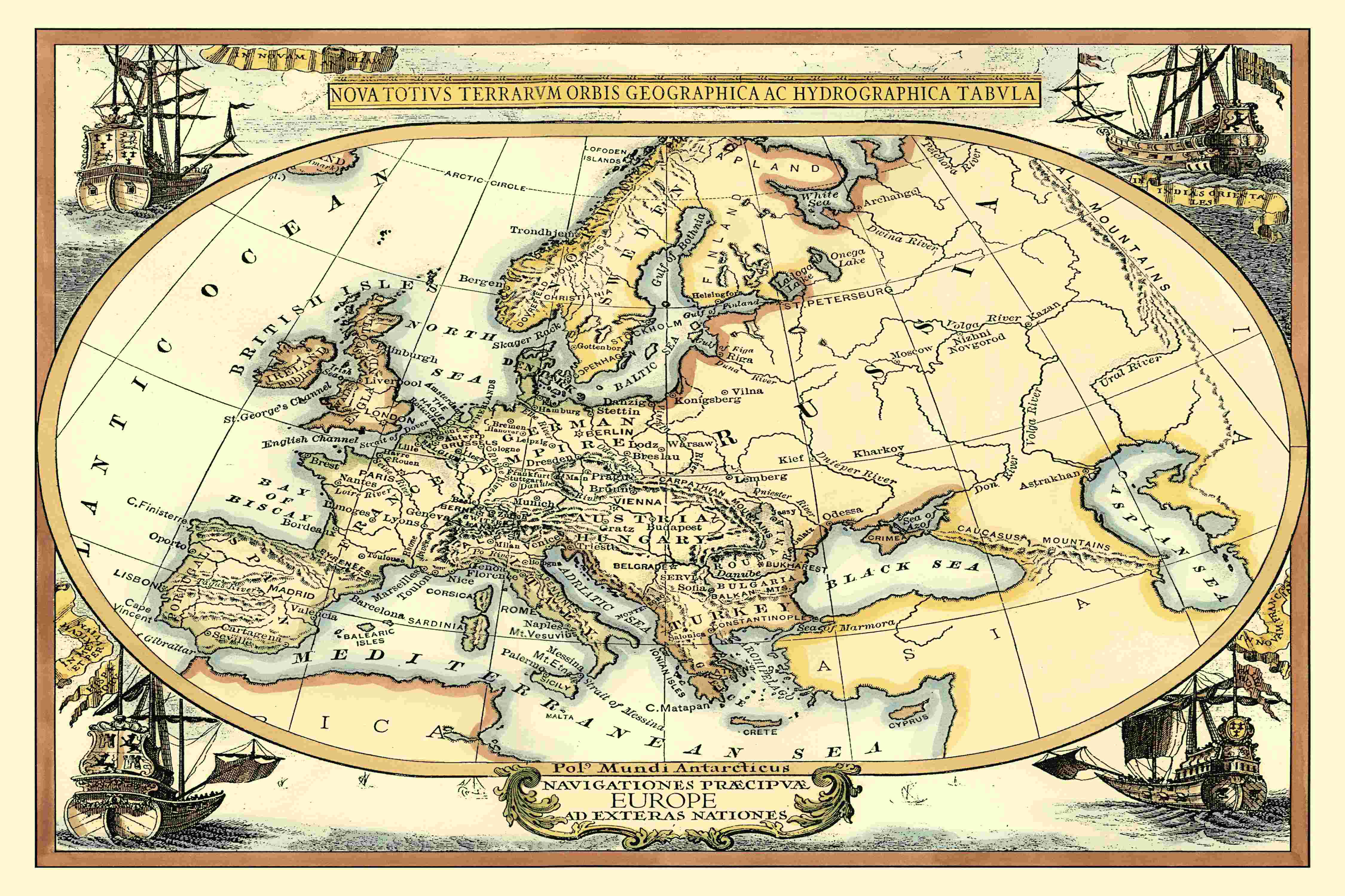 Trinx Nautical Map Of Europe - Print | Wayfair