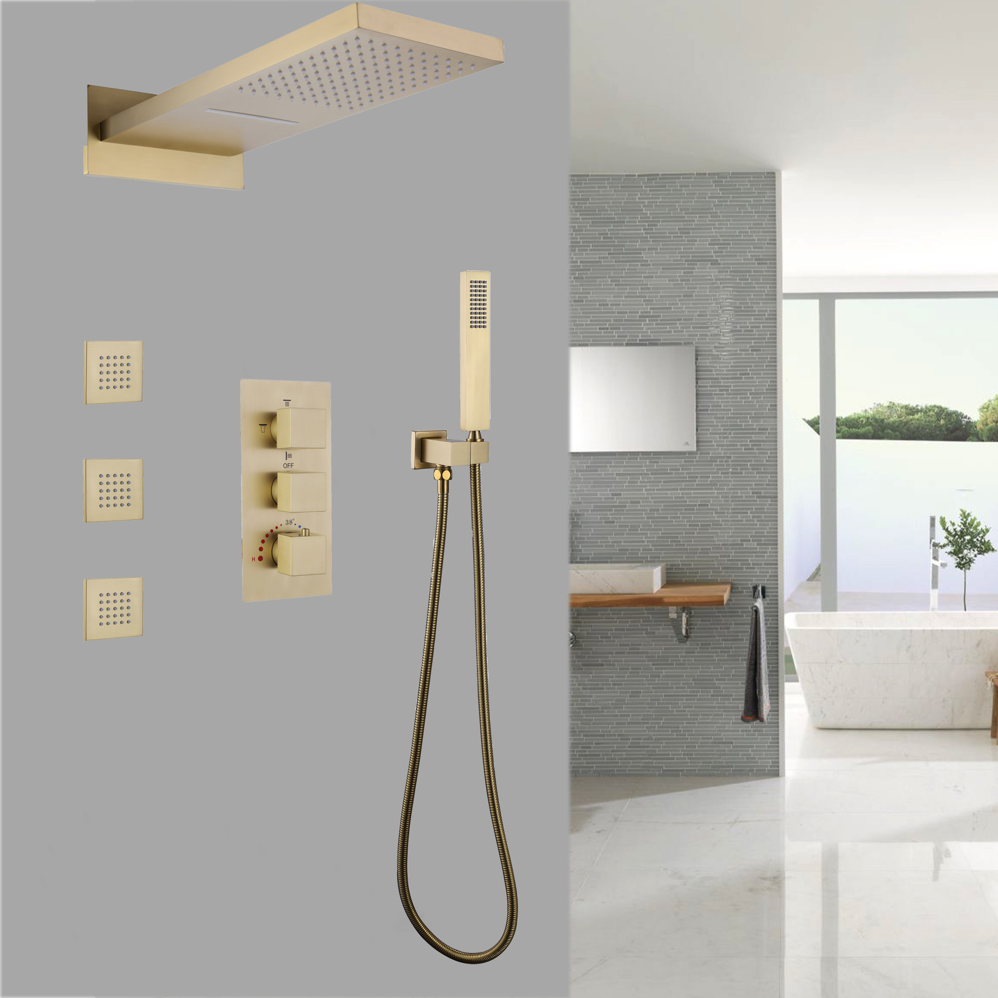 Inhouse Complete Shower System With Rough-In Valve | Wayfair