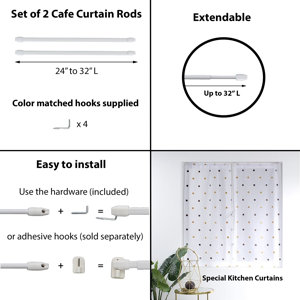 Evideco Café Rod Adjustable Flat Sash Curtain Single Rod & Reviews ...
