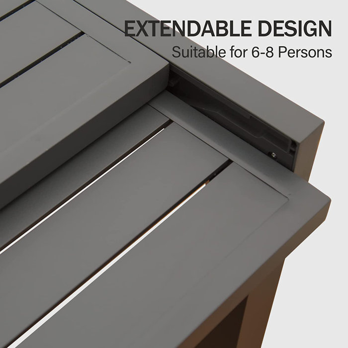 Ebern Designs Domi Extendable Aluminum Dining Table & Reviews | Wayfair