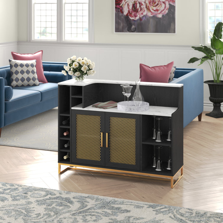 Willa Arlo Interiors Console Bar Cabinet with Wine Storage & Reviews ...