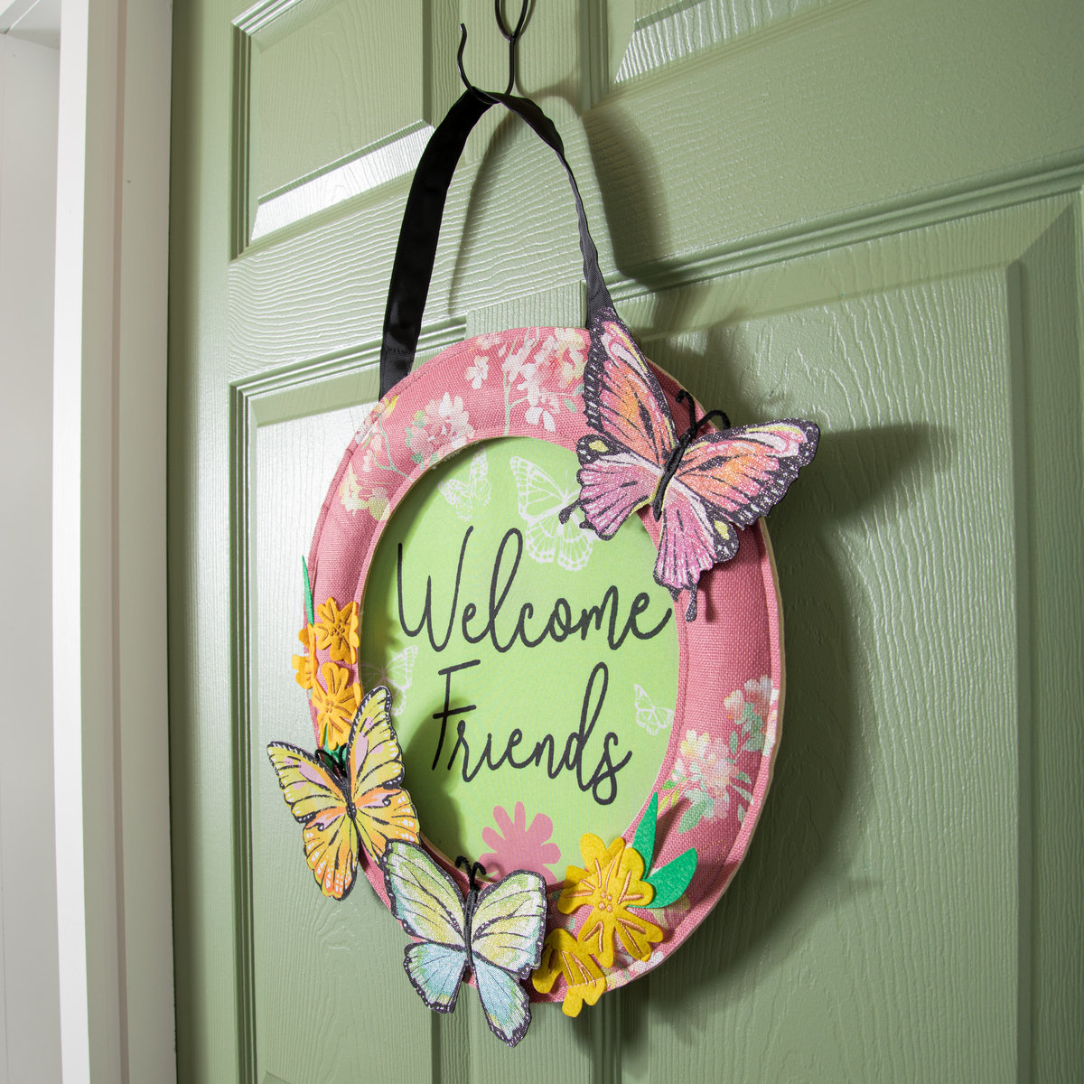 August Grove® Aking Welcome Friends Butterfly Door Décor | Wayfair