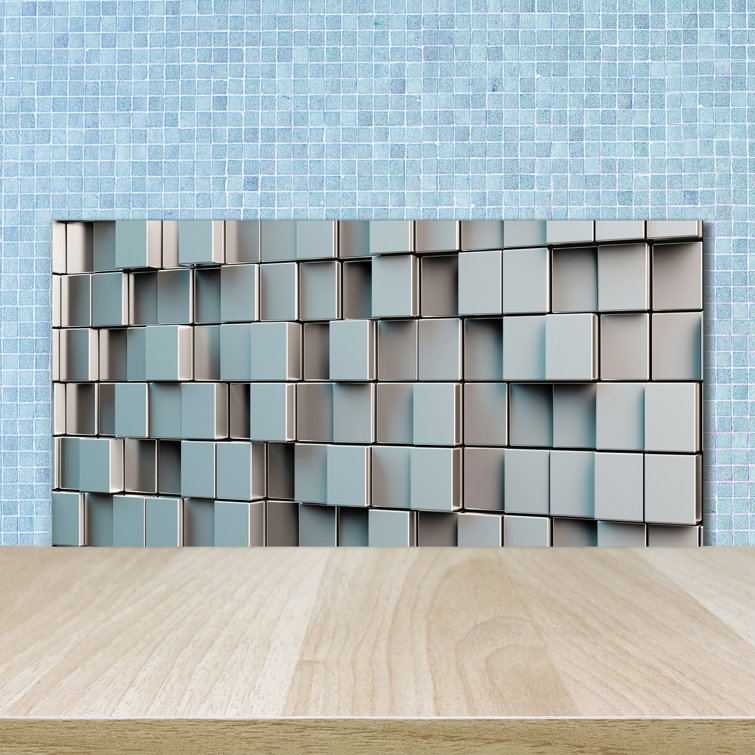 Ivy Bronx Barkee Wall of Cubes 50cm x 100cm Glass Panel | Wayfair.co.uk
