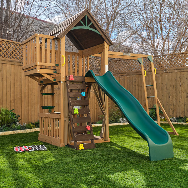 KidKraft Hangout Hideaway Clubhouse, Wooden Playset With Slide And ...