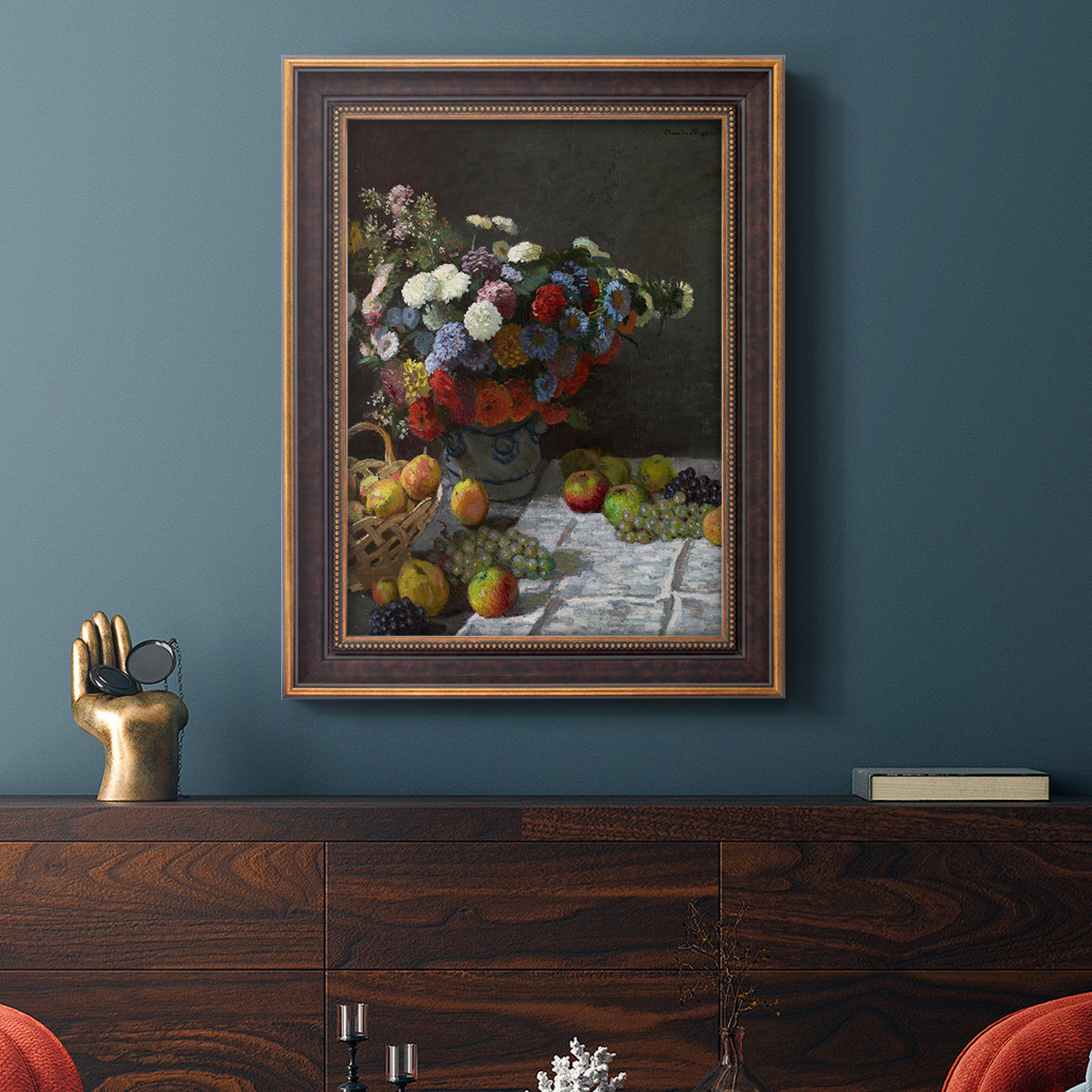 Astoria Grand Still Life With Flowers & Fruit Art Prin - Picture Frame ...