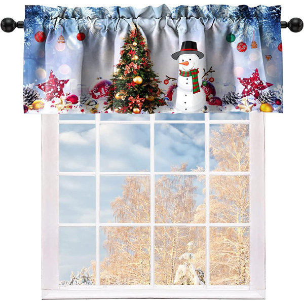 The Holiday Aisle® Ellyott Tailored Window Valance in Blue/Green/White ...