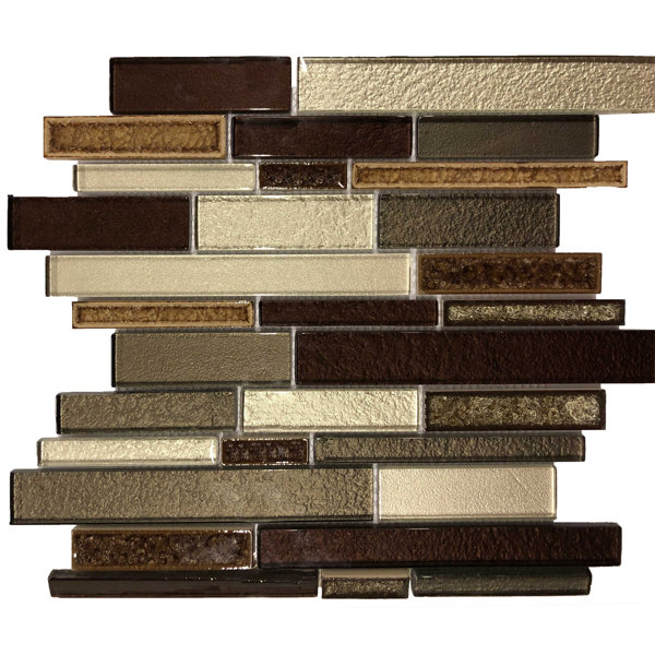 Mango Tile Glacier 12" x 12" Natural Stone/Glass Linear Mosaic Wall ...