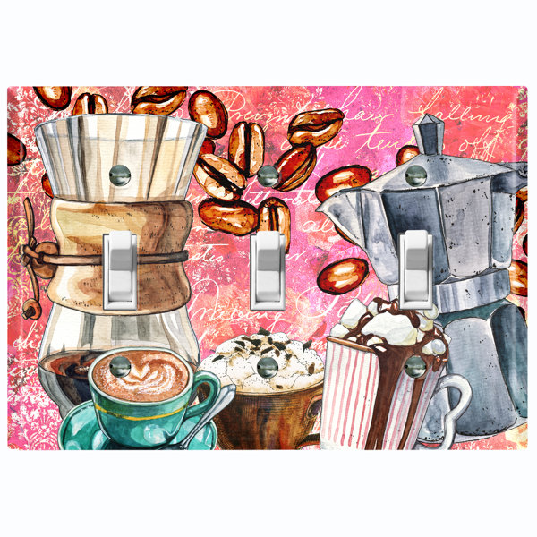 WorldAcc Coffee Beans Mocha Press Maker Pink 3 - Gang Toggle Light ...