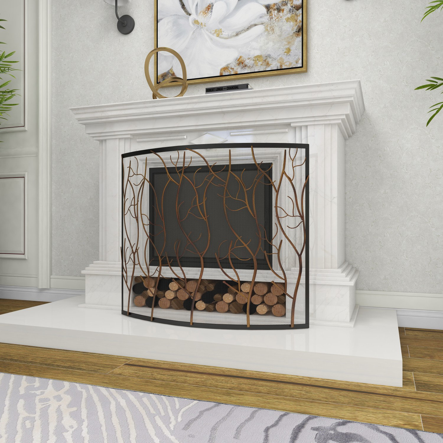 Winston Porter Aashana Single Panel Iron Fireplace Screen & Reviews ...
