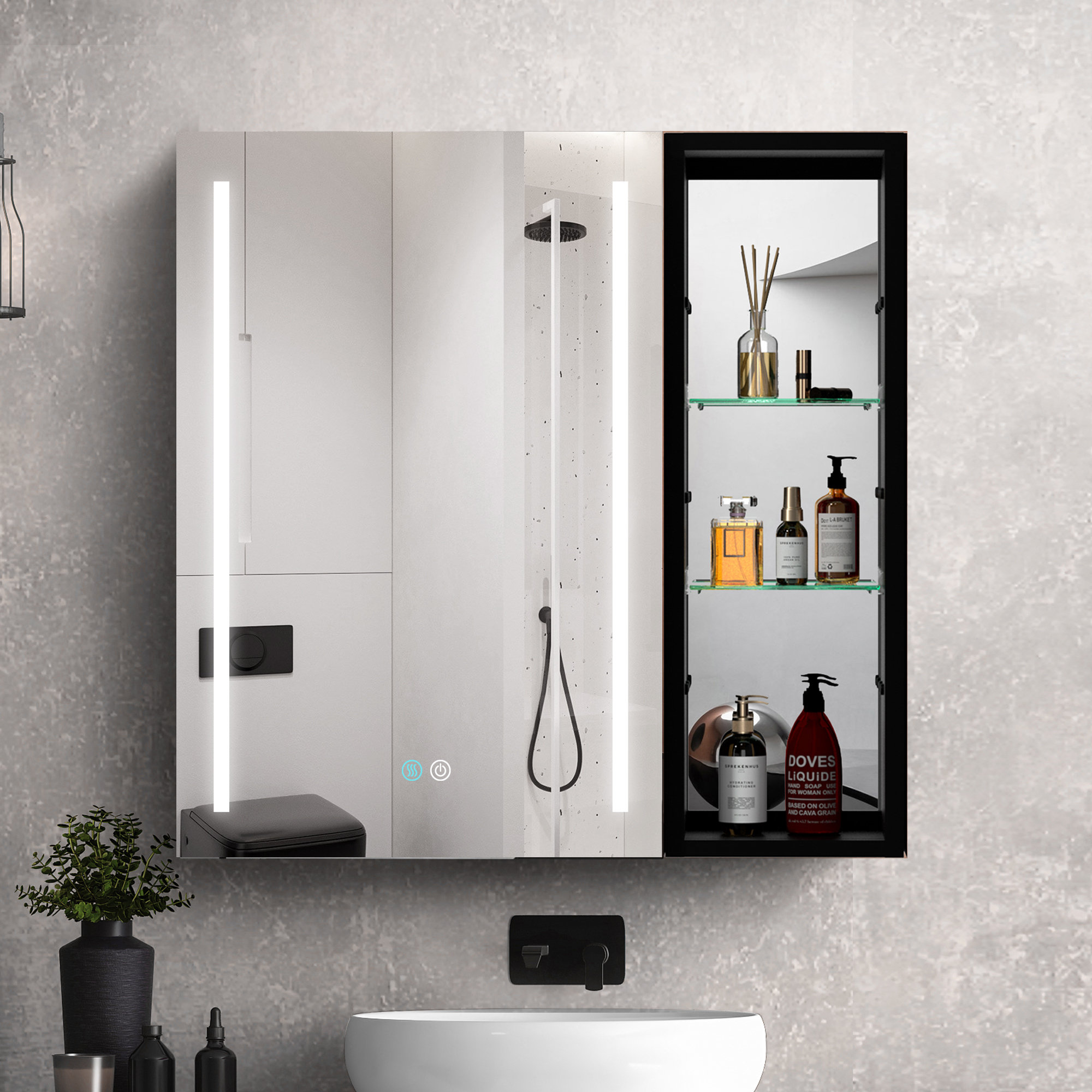 Wrought Studio 30'' Vanity Surface Mount Frameless Medicine Cabinet and LED Lighting | Wayfair