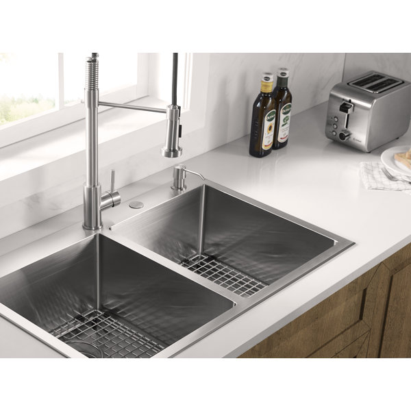 Serene Valley 33-in. 50/50 Double Bowl Drop-in or Undermount Kitchen ...