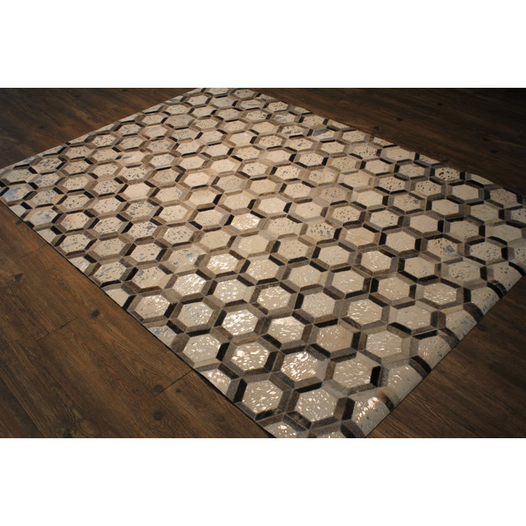 Corrigan Studio® Stouffer Geometric Handmade Silver Metallic Foil Area ...