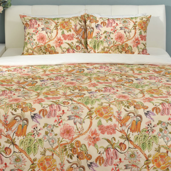 ClassicLiving Delacerda Ivory, Yellow, Pink 200 TC Duvet Cover Set ...