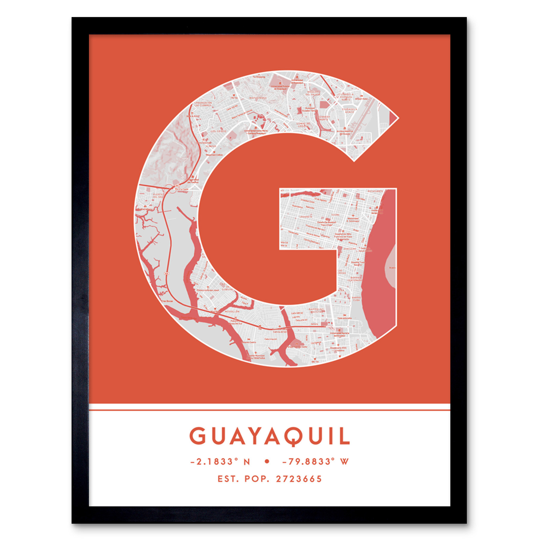 Wee Blue Coo Guayaquil City Map Guayaquil Orange by Wee Blue Coo ...