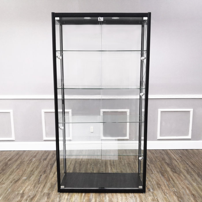 FixtureDisplays 40X16.5X78" Glass & Aluminum Showcase Display Case with ...