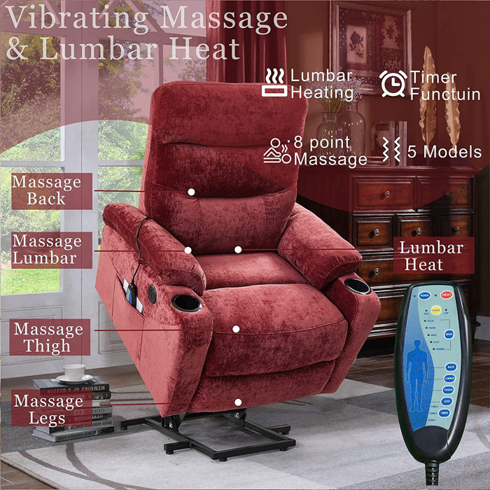 Ebern Designs Power Reclining Heated Massage Chair & Reviews | Wayfair