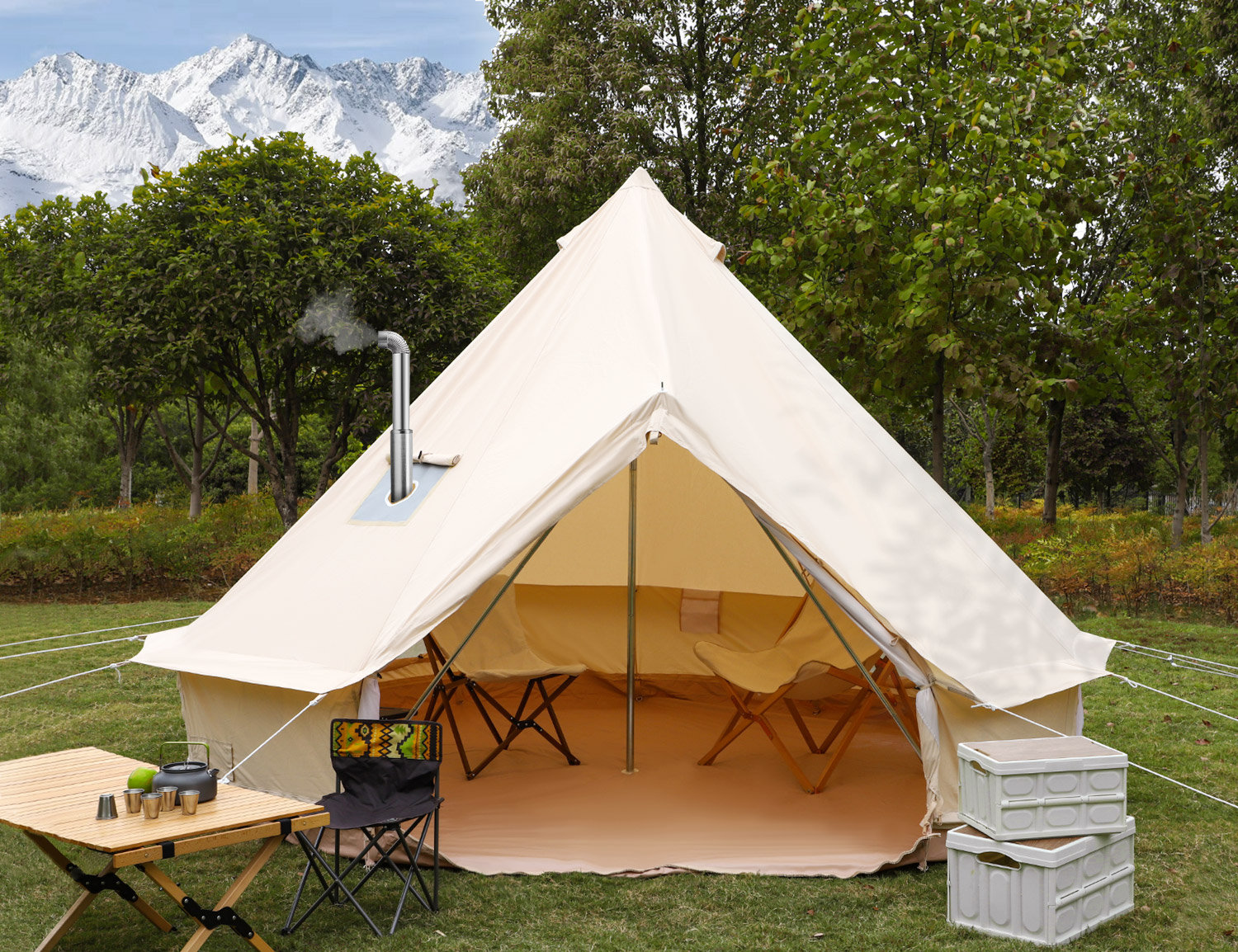 Arlmont Co Kylynne 10 Ft Canvas Bell Glamping Yurt Bell Tent With