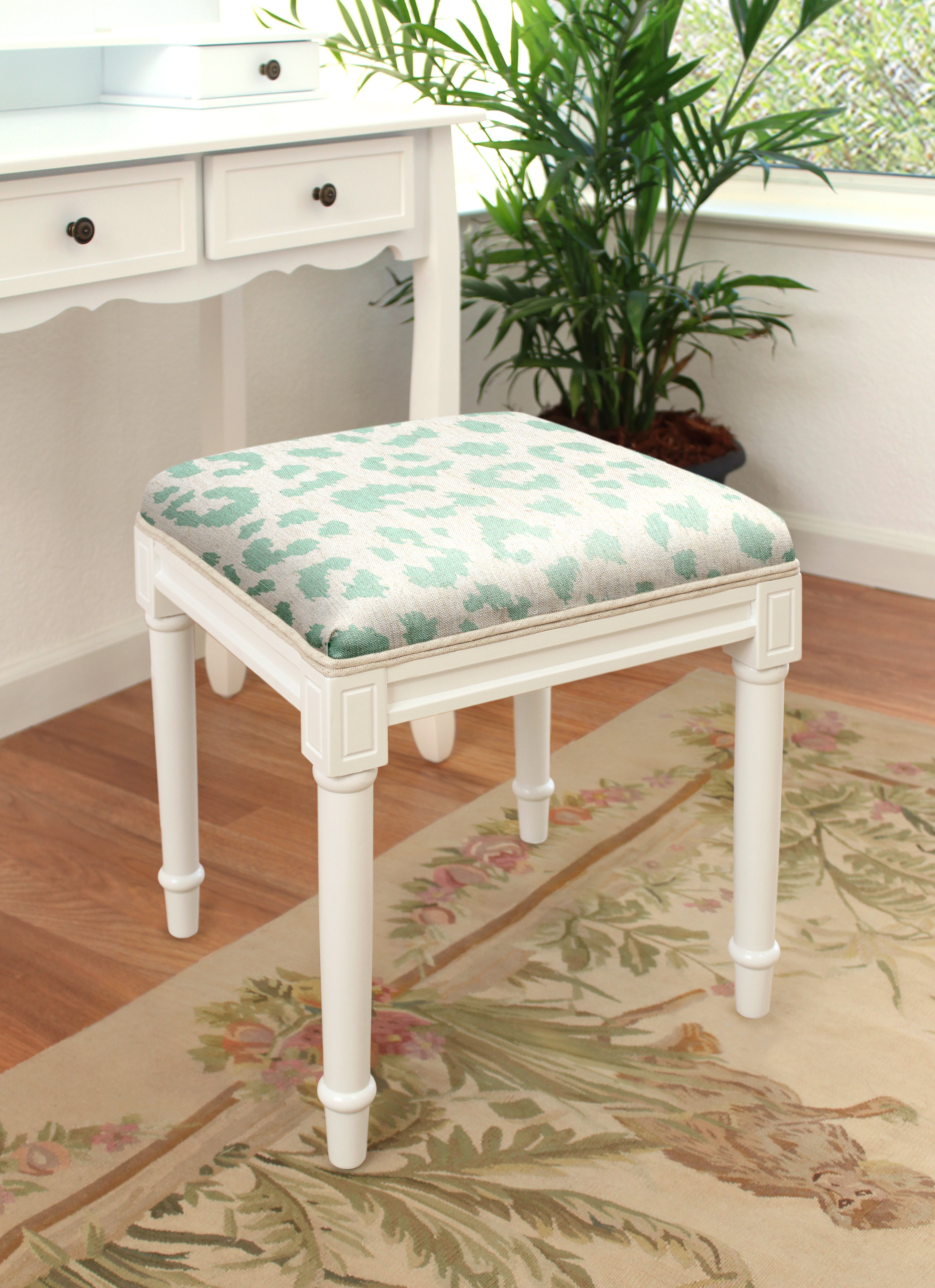 House of Hampton® Mulvihill 19'' Tall Solid Wood Vanity Stool & Reviews ...