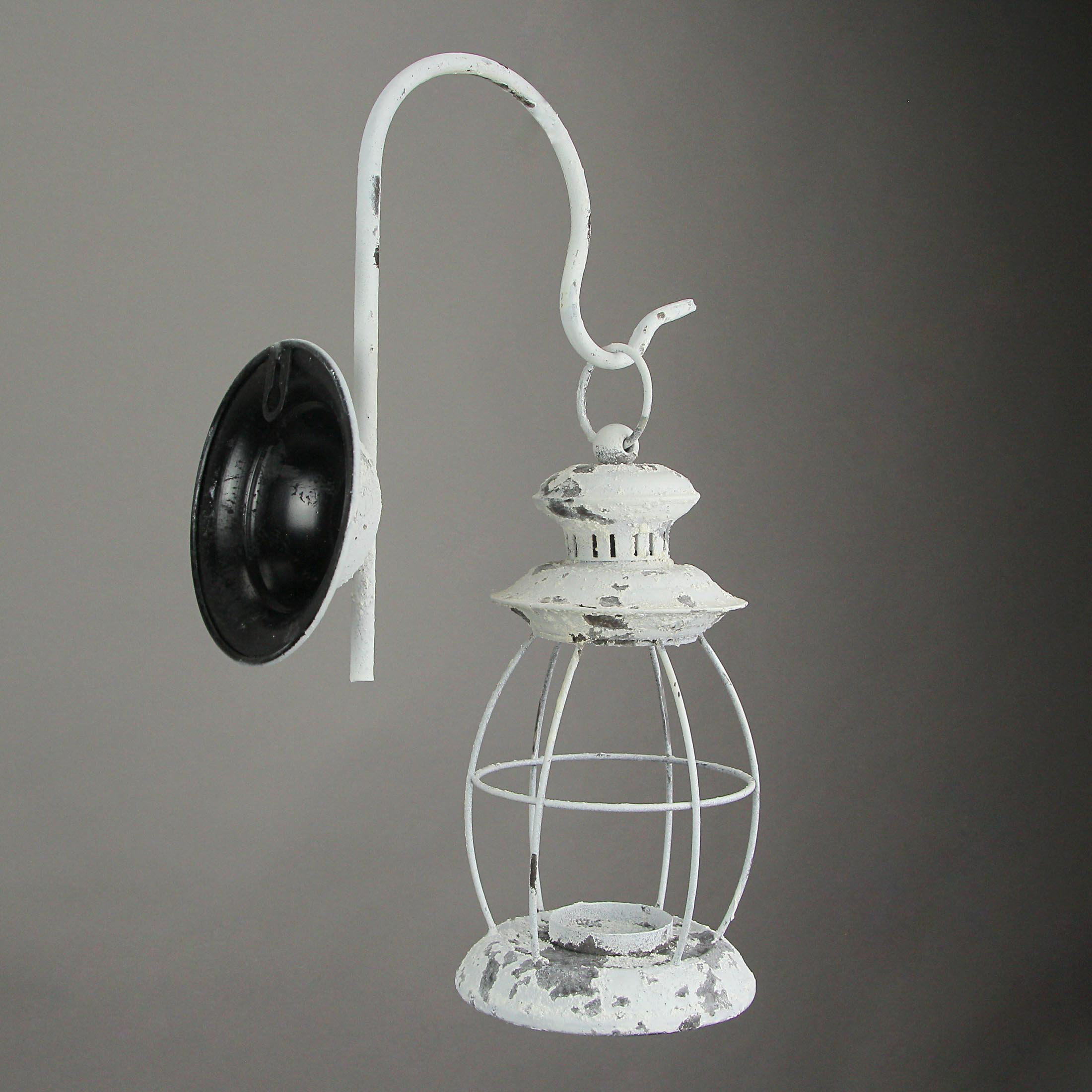 Breakwater Bay Metal Wall Mounted Railroad Lantern Candle Sconce, White ...