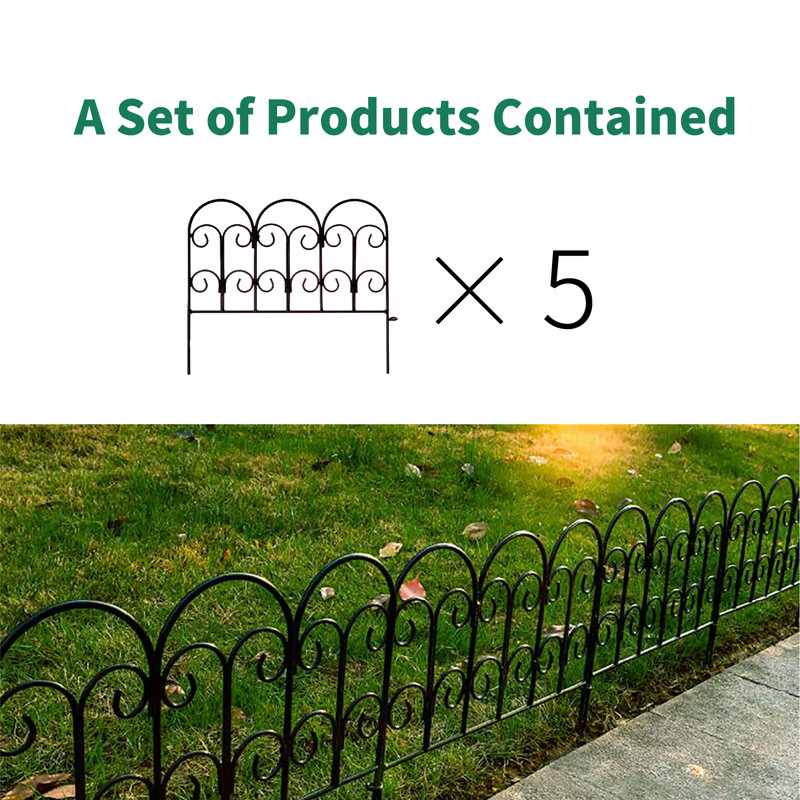 SCENDOR 5 Pcs Decorative Garden Border Fence Panel 18"W x 16"H, Edging ...