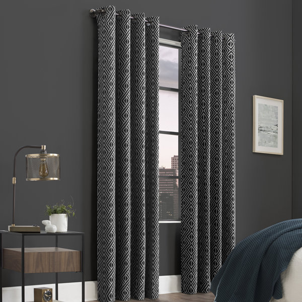 Scott Living Gresham Geometric 100% Blackout Grommet Curtain Panel ...