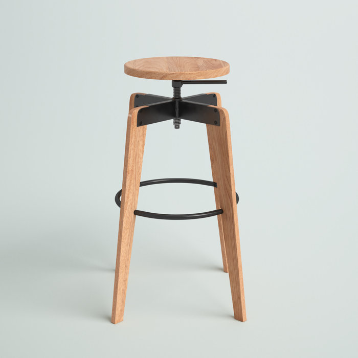 Steelside™ Hull Solid Wood Adjustable Height Stool | Wayfair