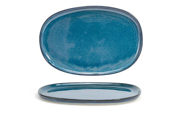 Front Of The House 13" Oval Artefact® Plate - Indigo | Wayfair