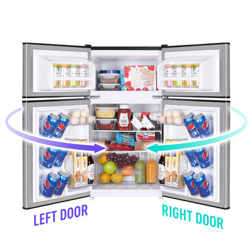 Frestec 3.2 Cubic Feet cu. ft. Freestanding Mini Fridge with Freezer ...