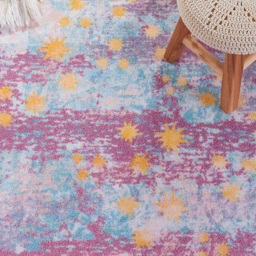 Hashtag Home Eudora Purple/Light Blue/Yellow Rug & Reviews | Wayfair