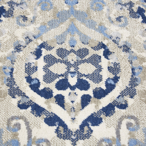 Bungalow Rose Rondo Performance Ivory/Blue Rug & Reviews | Wayfair