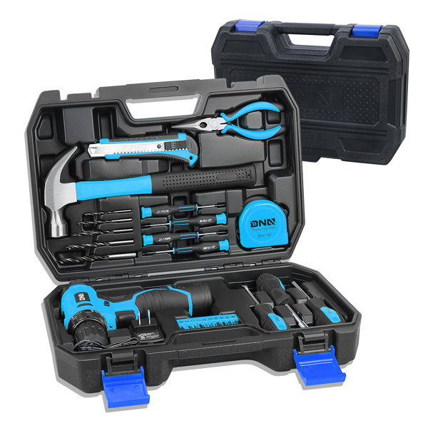 DNA Motoring 21 Piece Portable Household Hand Tools Kit 12 Volt ...
