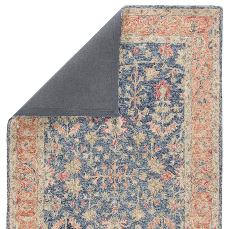 Birch Lane™ Lindsay Handmade Wool Moonlight Blue/Apricot Orange/Birch ...