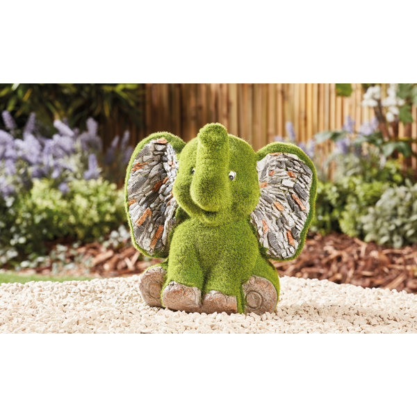 Maturi Flocked Effect Elephant Garden Ornament | Wayfair.co.uk