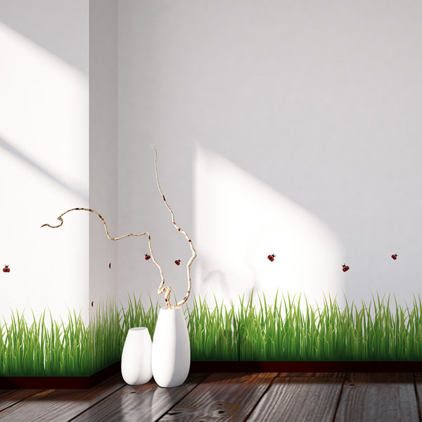 August Grove® Grass and Ladybugs Border Wall Decal & Reviews | Wayfair