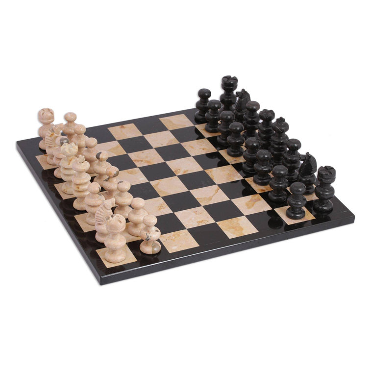 Wrought Studio Handmade Sausalito Beige Chess Board Game | Wayfair