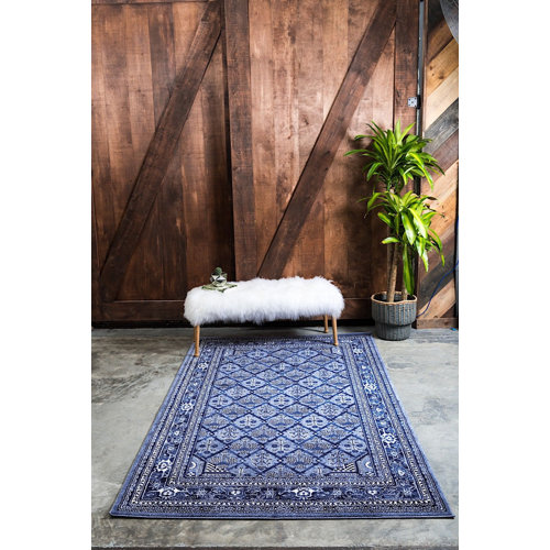 World Menagerie Lesa Performance Blue Rug | Wayfair