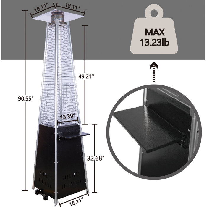 FOOWIN Pyramid Flame 48000 BTU Propane Standing Patio Heater | Wayfair